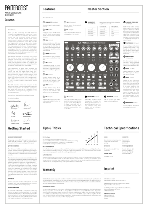 Poltergeist – Quadraphonic Mixer (Discontinued) – KOMA Elektronik